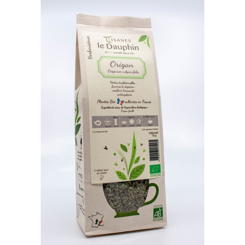 Tisane bio origan feuille- herboristerie - agriculture France